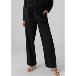 V&eacute;ro Moda VERO MODA Damen Schlupfhose "VMJESMILO HW WIDE PANTS WVN NOOS", schwarz, Gr. S, unifarben, Web, Obermaterial: 55% Viskose, 45% Leinen, Hosen, mit