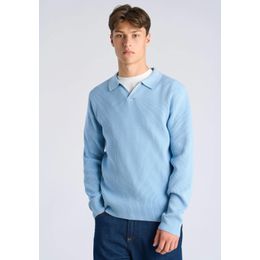 LINDBERGH Herren Strickpullover "Strickpullover Relaxed Fit"soft blau, Gr. L, unifarben, Obermaterial: 80% Baumwolle, 20% Polyester, Pullover