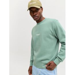 Jack & Jones JACK & JONES Herren Sweatshirt "JJESOHO SWEAT CREW NECK NOOS"mineral blau, Gr. XS, bedruckt, angeraute Sweatware, Obermaterial: 80% Baumwolle, 20%