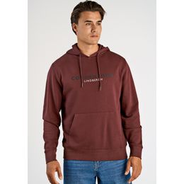 Hoodie LINDBERGH "Hoodie Relaxed Fit", Herren, Gr. L, burgundy, Obermaterial: 85% Baumwolle, 15% Polyester, l&auml;ssig geschnitten, Sweatshirts Hoodie