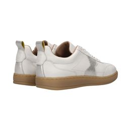 Salamander Damen Sneaker, Gr. 40wei&szlig;, beige, silberfarben, Leder, Schuhe, Retro Schn&uuml;rschuh, Halbschuh, Freizeitsneaker mit Wechselfu&szlig;bett