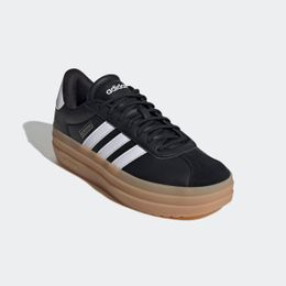 Damen Plateausneaker "VL COURT BOLD", adidas Sportswear, Gr. 37, schwarz, Leder, Synthetik, Schuhe, inspiriert vom Design des adidas gazelle bold