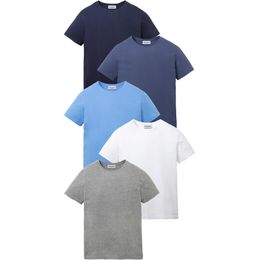 bonprix Herren T-Shirt "T-Shirt (5er Pack)", wei&szlig;, Gr. 48, Obermaterial: 70% Baumwolle, 30% Viskose, Shirts, Regular Fit, Kurzarm, f&uuml;r warme Tage,