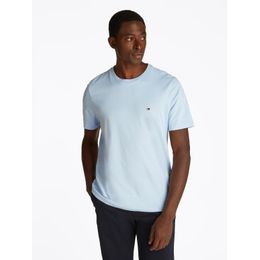 Tommy Hilfiger Herren T-Shirt "ESSENTIAL REGULAR FIT SOLID mit Stickerei", blau, Gr. S, unifarben, Single Jersey, Obermaterial: 100% Baumwolle,