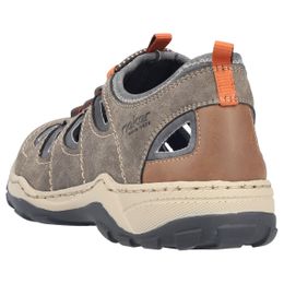 Rieker Herren Slipper, Gr. 42, braun, Lederimitat, Textil, unifarben mit Farbeinsatz, used, Schuhe, Trekking Schuh, Sandale, Sommerschuh mit