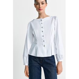 Langarmbluse RICHROYAL, Damen, Gr. 34, wei&szlig;, Web, Obermaterial: 100% Baumwolle, tailliert normal, Rundhals, Blusen