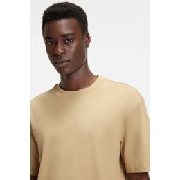 Hugo Herren T-Shirtmedium beige269, Gr. S, unifarben, Single Jersey, Obermaterial: 100% Baumwolle, Shirts, Rundhalsausschnitt, Relaxed Fit, Logo-Print