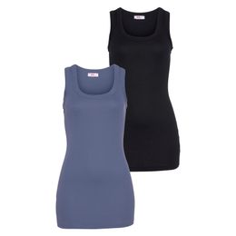 Flashlights Damen Tanktop, blau, Basic, Gr. 36, unifarben, Feinripp, Obermaterial: 100% Baumwolle, Tops, sehr figurbetonte Passform, aus Baumwolle,