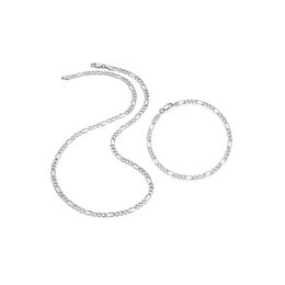 Firetti Damen Schmuckset "Multipack Schmuck Geschenk Silber 925 Halskette Armkette Figarokette", 45, silber, Silber 925 (Sterlingsilber), Schmuck_Sets