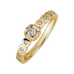 LYOMI Damen Fingerring "585/- GG 9 synth. Diam. 0,21 ct", 056 (17,8), VS = sehr kleine Einschl&uuml;sse, Goldgelb, Gold, Fingerringe
