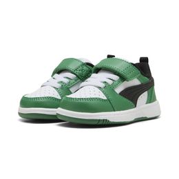 Puma Kinder Sneaker "Rebound V6 Low Sneakers Kinder", Gr. 24, schwarz-wei&szlig;, Obermaterial: Synthetik, Textil. Futter: Textil. Innensohle: Textil,