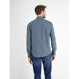 Lerros Herren Langarmhemd "Herrenhemd mit Haifischkragen, dezent gemustert", blau, Gr. XXL, 100% Baumwolle, Hemden