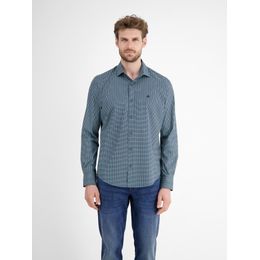 Lerros Herren Langarmhemd "Herrenhemd mit Haifischkragen, dezent gemustert", blau, Gr. S, 100% Baumwolle, Hemden