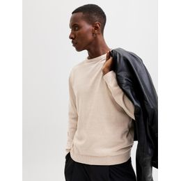 Jack & Jones JACK & JONES Herren Rundhalspullover "JJEBASIC KNIT CREW NECK NOOS", beige, Gr. XS, unifarben, Strick, Obermaterial: 100% Baumwolle, Pullover,