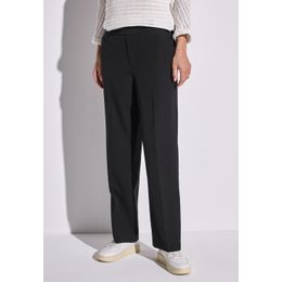 Street One Damen Stoffhose, schwarz, Gr. 46, unifarben, Stoff, 88% Polyester, 12% Elasthan, Hosen, im Loose Fit