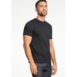 LINDBERGH Herren Kurzarmshirt "T-Shirt (Kurzarm) Relaxed Fit", schwarz, Gr. L, unifarben, Obermaterial: 100% Baumwolle, Shirts