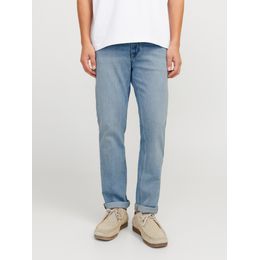 Jack & Jones JACK & JONES Herren Regular-fit-Jeans "JJICLARK im Used-Look, Stretchkomfort und niedrige Leibh&ouml;he", blau, Gr. 30, Abriebeffekte, Denim/Jeans,