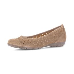 Gabor Damen Ballerina, Gr. 41, braun, Ziegenveloursleder, Schuhe, Komfortschuh, Schlupfschuh mit sommlicher Lochung