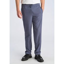 LINDBERGH Herren Stoffhose "Freizeithose Relaxed Fit", blau, Gr. L, meliert, Obermaterial: 65% Polyester, 31% Viskose, 4% Elasthan, Hosen