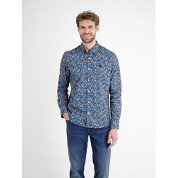 Lerros Herren Langarmhemd "Stretch-Herrenhemd FLOWERS", blau, Gr. XXL, 97% Baumwolle, 3% Elasthan, Hemden
