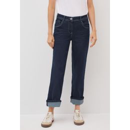 Cecil Damen Loose-fit-Jeans, blau, Gr. 36, unifarben, Jeans, 69% Baumwolle, 29% Polyester, 2% Elasthan, Jeans, High Waist