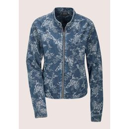 Madeleine Mode MADELEINE Damen Kurzjacke "Blouson Jeansjacke mit floralem Muster", beige, Modern, Gr. 44, Obermaterial: 50% Baumwolle CO. 50% Lyocell CLY., Jacken,