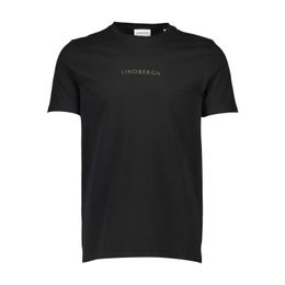 LINDBERGH Herren Kurzarmshirt "T-Shirt (Kurzarm) Relaxed Fit", schwarz, Gr. L, unifarben, Obermaterial: 100% Baumwolle, Shirts
