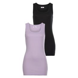 Flashlights Damen Tanktop "als stilvolles Basic f&uuml;r jeden Anlass, auch in gro&szlig;en Gr&ouml;&szlig;en", lila, Basic, Gr. 44, clean, unifarben, Feinripp,