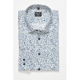 MARVELIS Herren Langarmhemd, blau, Gr. 44, Web, Obermaterial: 100% Baumwolle, Hemden, New York Kentkragen, floraler Print, body fit