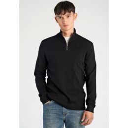 Junk De Luxe Herren Troyer "Troyer Slim Fit", schwarz, Gr. XL, unifarben, Obermaterial: 80% Viskose, 20% Nylon, Pullover