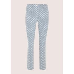 Madeleine Mode MADELEINE Damen Stoffhose "Jerseyhose Jacquardhose mit grafischem Muster", blau, Modern, Gr. 38, Obermaterial: 66% Baumwolle CO. 30% Polyamid PA. 4%