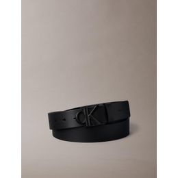 Calvin Klein Herren Lederg&uuml;rtel "CK BUCKLE SMOOTH 35MM"schwarz, matte schwarz, Gr. 85, unifarben, Web, B&uuml;ffelleder, G&uuml;rtel, Gr&ouml;&szlig;enverstellbar mit