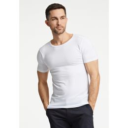 LINDBERGH Herren Kurzarmshirt "T-Shirt (Kurzarm) Slim Fit", wei&szlig;, Gr. M, unifarben, Obermaterial: 70% Viskose, 25% Baumwolle, 5% Elasthan, Shirts