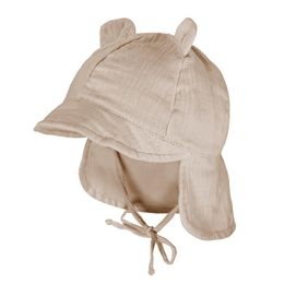 MaxiMo Baby Schirmm&uuml;tzebeigemeliert, Gr. 47, Web, Baumwolle, M&uuml;tzen, mit Nackenschutz und &Ouml;hrchen