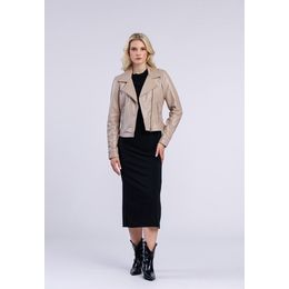Freaky Nation Damen Lederjacke "Bikerjacket-FN", beige, Gr. XXL, Oberstoff: 100% Leder. Futter: 100% Baumwolle, Jacken