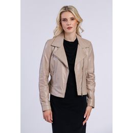 Freaky Nation Damen Lederjacke "Bikerjacket-FN", beige, Gr. M, Oberstoff: 100% Leder. Futter: 100% Baumwolle, Jacken