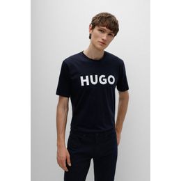 Hugo Herren T-Shirt "Dulivio"dunkelblau405, Gr. L, unifarben, Single Jersey, Obermaterial: 100% Baumwolle, Shirts, Rundhalsausschnitt, Regular Fit,