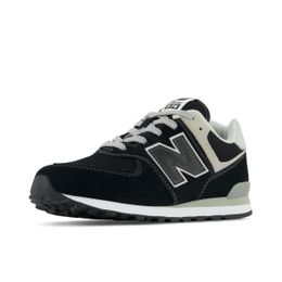 New Balance M&auml;dchen Sneaker "574", Gr. 36, schwarz, Leder, Textil, Schuhe, mit niedrigem Schaft, aus Leder und Textil