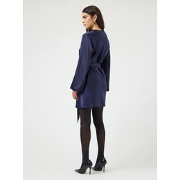 Y.A.S Damen Blusenkleid "YASTHEA LS DRESS S. NOOS"evening blau, Gr. 44, unifarben, Web, Obermaterial: 97% Polyester, 3% Elasthan, Kleider