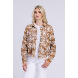 Freaky Nation Damen Hemdbluse "Flower Star-FN", braun, Gr. XS, Oberstoff: 100% Polyester, Blusen