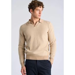 LINDBERGH Herren Strickpullover "Strickpullover Relaxed Fit", beige, Gr. M, gestreift, Obermaterial: 60% Baumwolle, 40% Polyester, Pullover