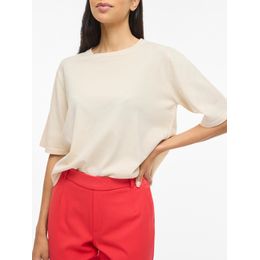 Vila Damen Kurzarmpullover "VIMALU O-NECK 2/4 KNIT TOP-NOOS", beige, Gr. L, meliert, Strick, Obermaterial: 50% Polyester, 30% Viskose, 20% Nylon,