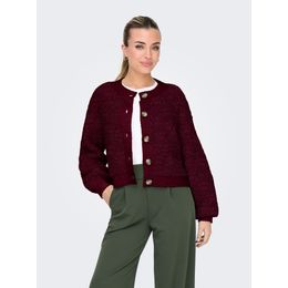 Jacqueline de Yong JDY Damen Strickjacke "JDYEIRA LIFE L/S O-NECK CARDIGAN KNT", rot, Gr. S, unifarben, Strick, Obermaterial: 90% Polyester, 5% Wolle, 3% Elasthan, 2%