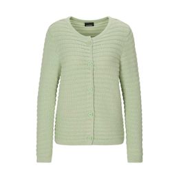 GOLDNER Damen Strickjacke "Ajourjacke in Querrippen-Optik", gr&uuml;n, Gr. 46, Obermaterial: 100% Baumwolle CO., Strickjacken, modischer Strukturstrick