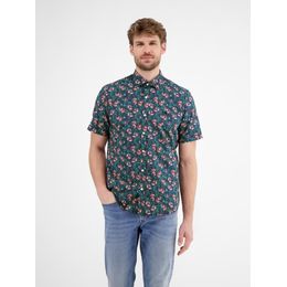 Kurzarmhemd Lerros "Herren Poplin-Stretchhemd, floral gemustert", Herren, Gr. M, Normalgr&ouml;&szlig;en, rot (earth rot), 97% Baumwolle, 3% Elasthan, Hemden