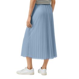 Damen Midirock, blau, Gr. 48, s.Oliver BLACK LABEL, unifarben, Web, Obermaterial: 100% Polyester, R&ouml;cke, mit Falten und Gummibund