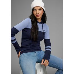 Kangaroos Damen Kapuzenshirt, blau, Gr. 52, Rippware, Obermaterial: 100% Baumwolle. Einsatz: 90% Baumwolle, 10% Viskose, Shirts, mit Colorblock
