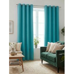 Vorhang WIRTH, B:145cm H:125cm, blau, Polyester, Wohnzimmer, Gardinen, "Dim out"