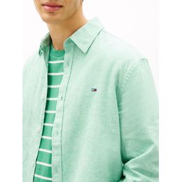 Tommy Jeans Herren Langarmhemd "TJM REGULAR FIT LINEN BLEND", gr&uuml;n, Gr. XXXL, unifarben, Web, Obermaterial: 55% Leinen, 45% Baumwolle, Hemden