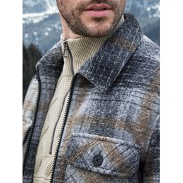 Lerros Herren Outdoorjacke "Karierte Outdoor-Hemdjacke in Woll-Optik", grau, Gr. XXXL, 100% Polyester, Jacken